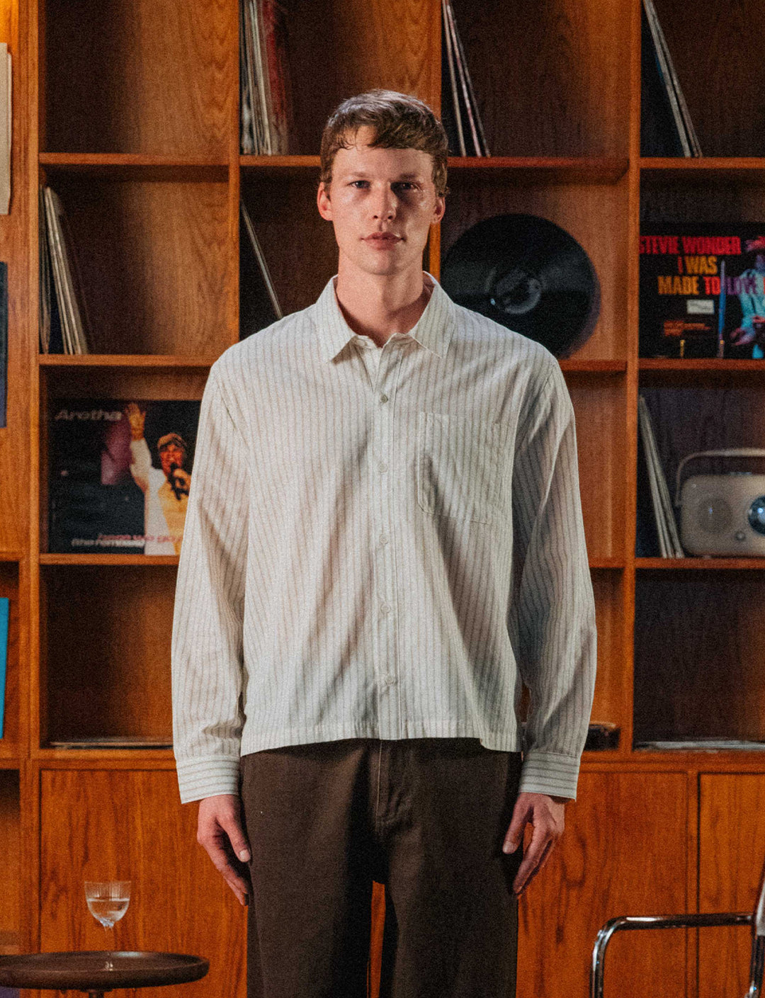 Nika Cotton Shirt, Beige Stripe – 33mm